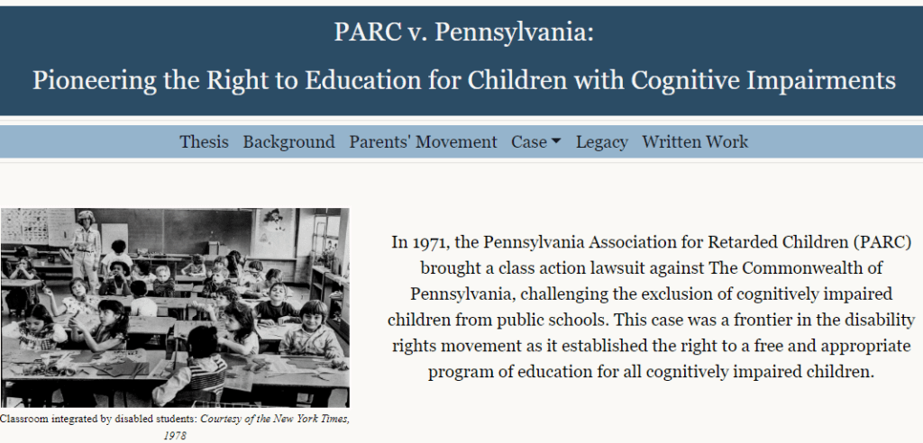 Website Project Example 2: PARC v. Pennsylvania: Pioneering the Right ...
